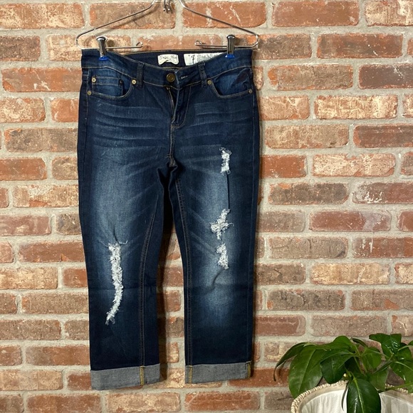 Indigo Rein | Jeans | Indigo Rein Crip Dark Blue Distressed Crop Jeans ...